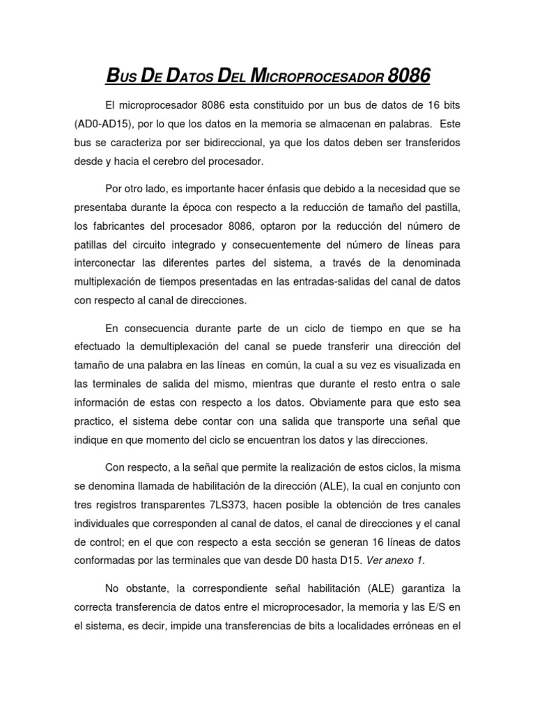 Bus de Datos Del Microprocesador 8086 | Descargar gratis PDF | Unidad ...