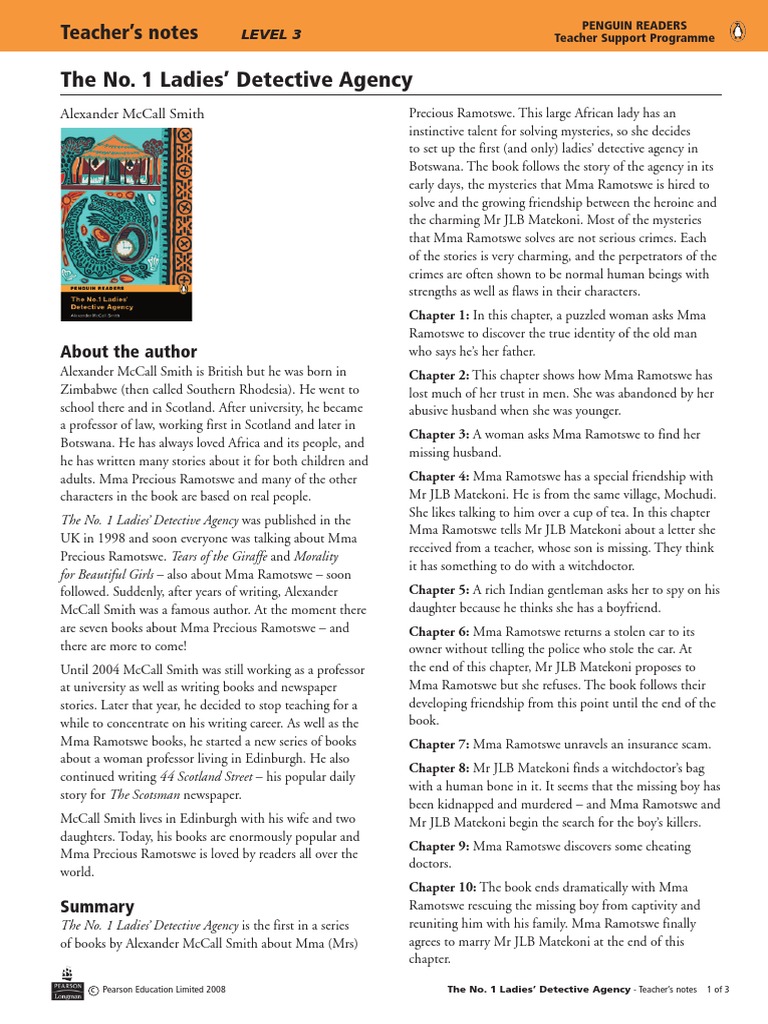 The No. 1 Ladies' Detective Agency: Teacher's Notes | PDF | Crime Thriller