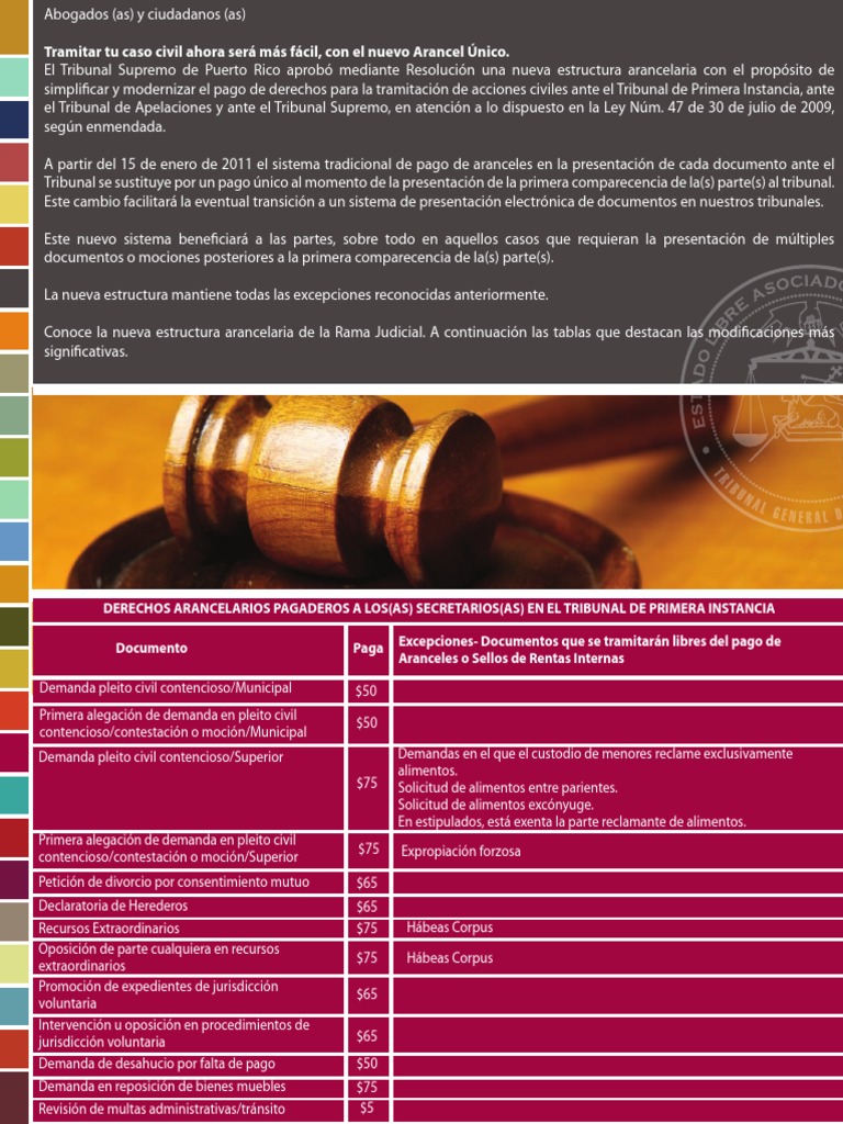 Derechos Arancelarios Tribunales de Puerto Rico | PDF | Puerto Rico ...