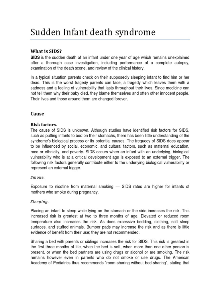 Sudden Infant Death Syndrome | PDF | Determinants Of Health | Childhood
