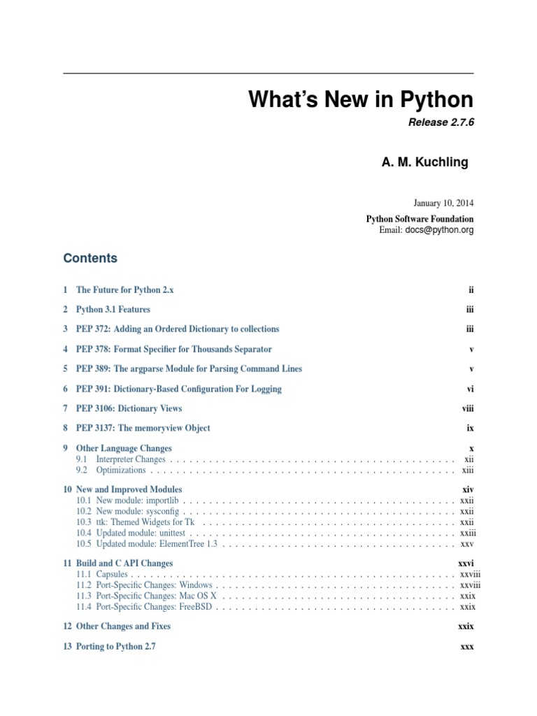 What's New in Python: A. M. Kuchling | PDF | Parameter (Computer Programming) | Python ...