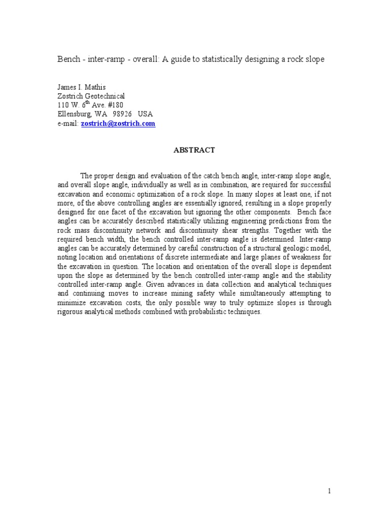 Bench - Inter-Ramp - Overall: A Guide To Statistically Designing A Rock ...