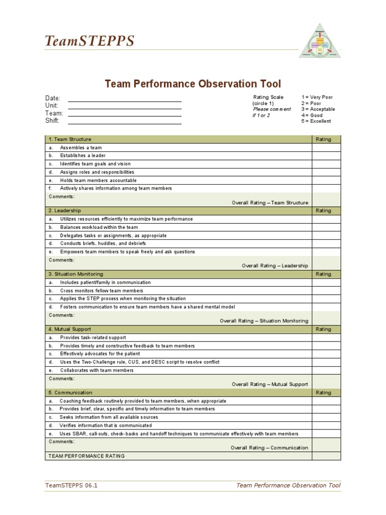 Team Observation Tool | PDF