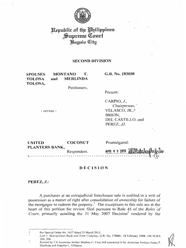 Writ of Possession | Foreclosure | Ex Parte