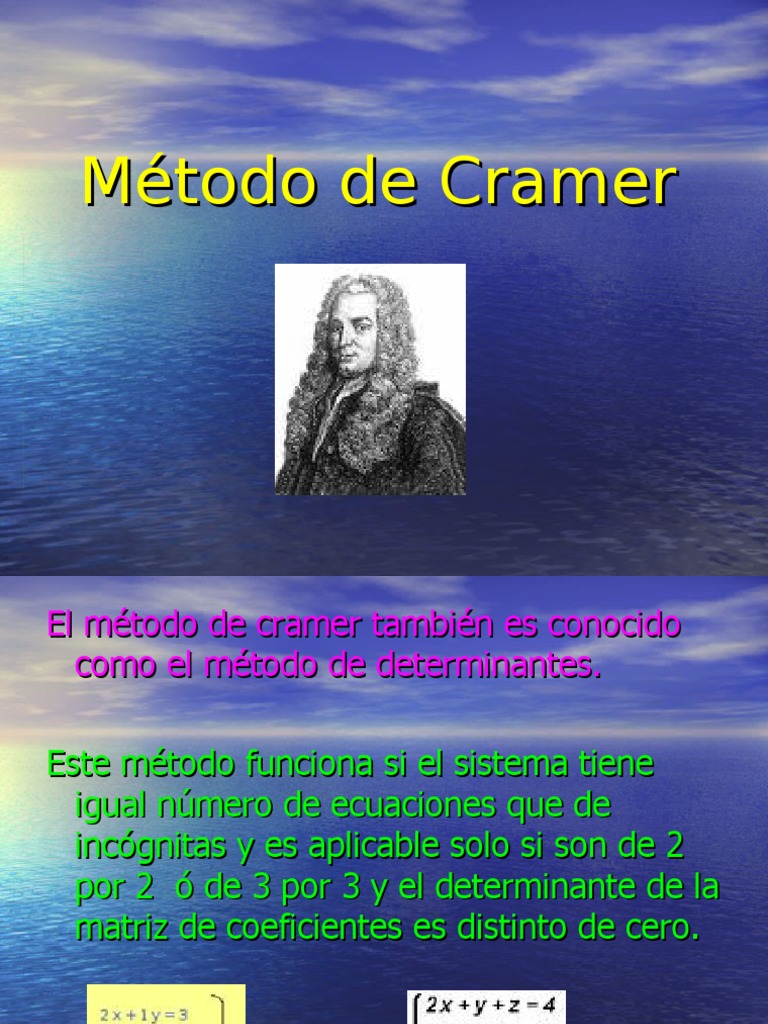 7 Método de Cramer | PDF | Determinante | Ecuaciones