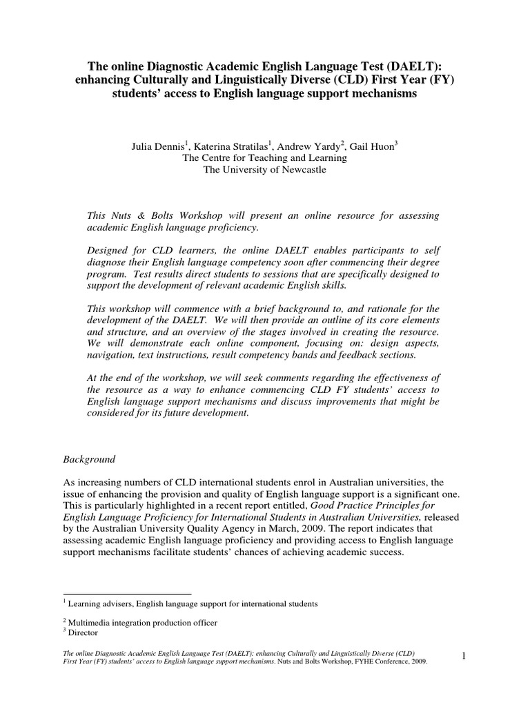 Enhancing Access to English Language Support: The Development and ...