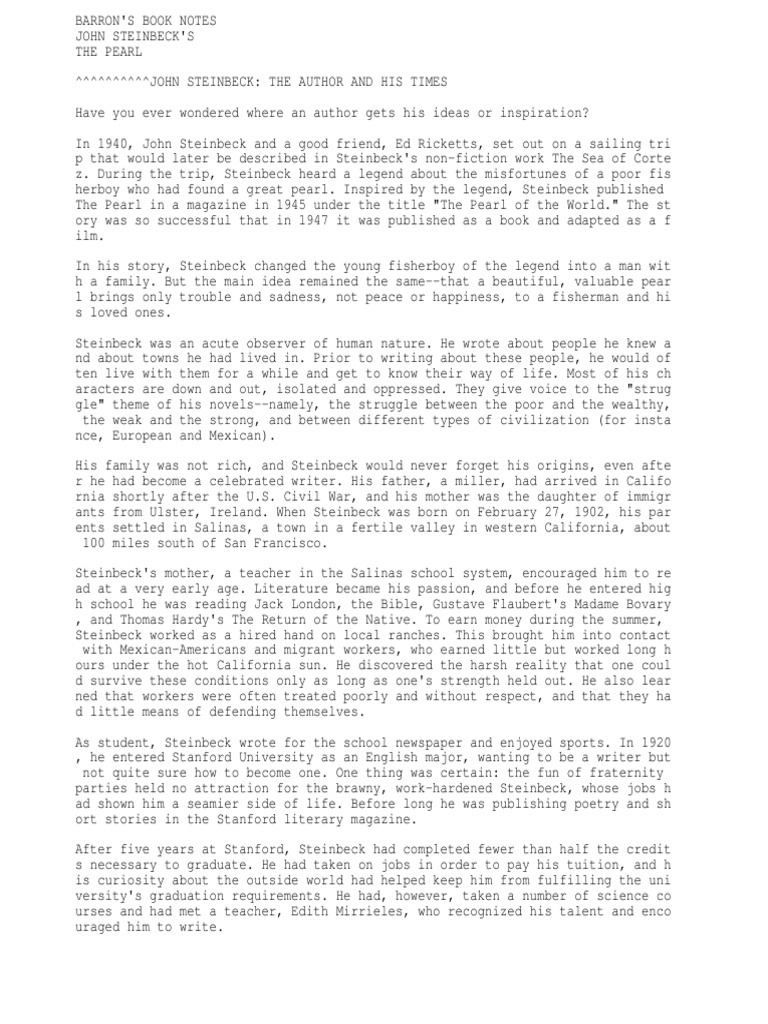 The Pearl | PDF | John Steinbeck | Narration