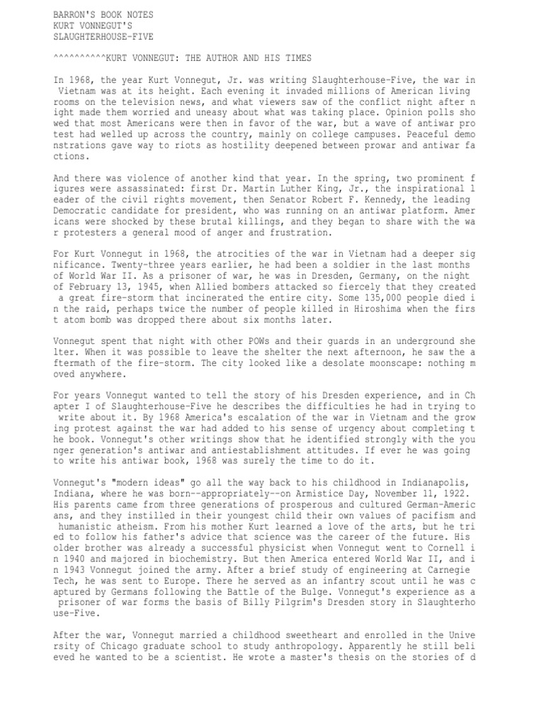 Kurt Vonnegut's Slaughterhouse-Five: Exploring the Author and his ...