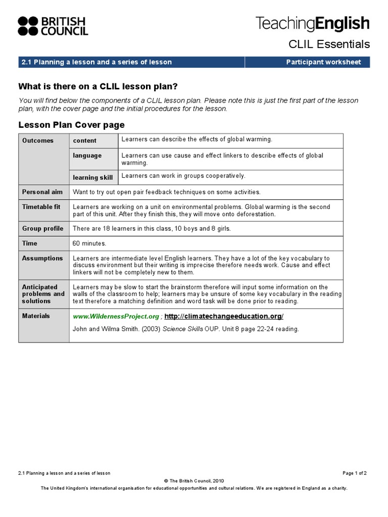 2.1 A Global Warming Lesson | PDF | Lesson Plan | Semiotics