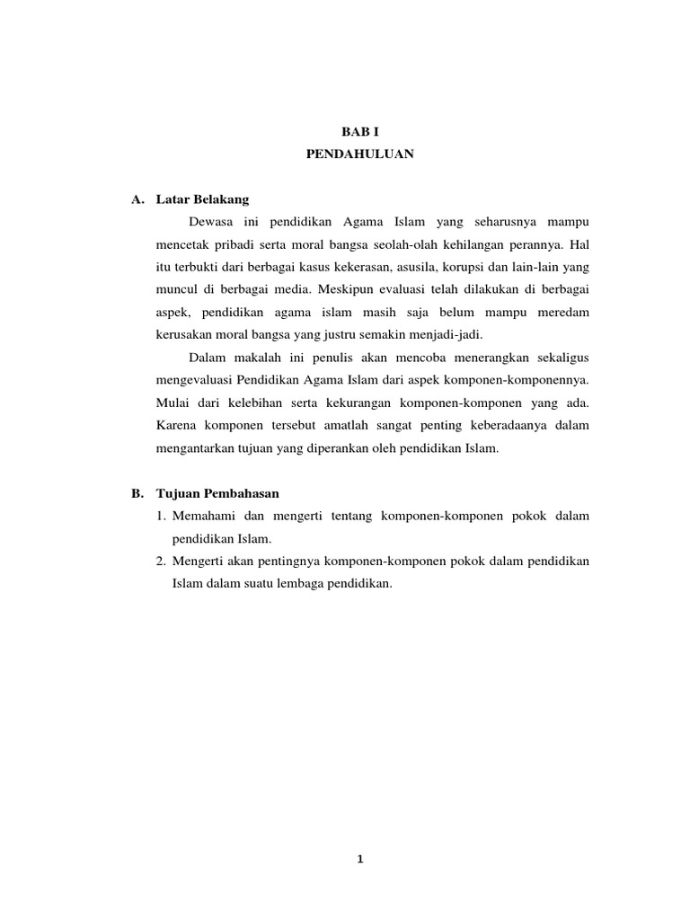 Komponen-Komponen Dalam Pendidikan Islam | PDF