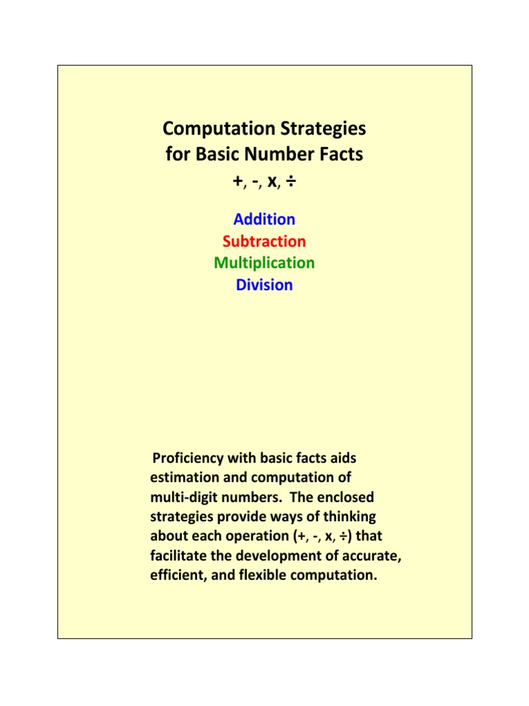 Basic Number Facts Strategies: A Comprehensive Guide to Developing ...