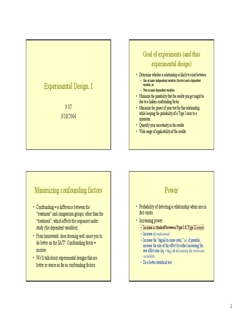 Experimental Design, I | PDF | Scientific Control | Placebo