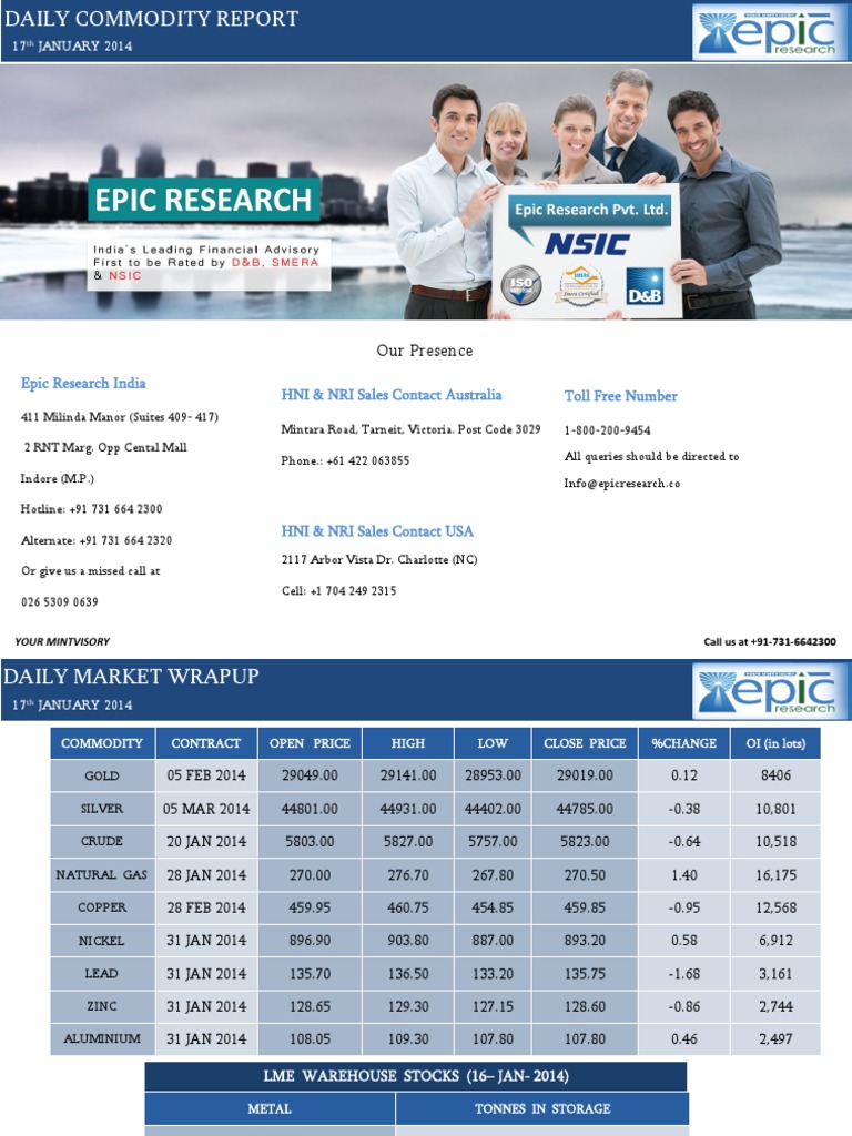 Daily Commodity Report 17-01-2014 by Epic Research | PDF | New York ...