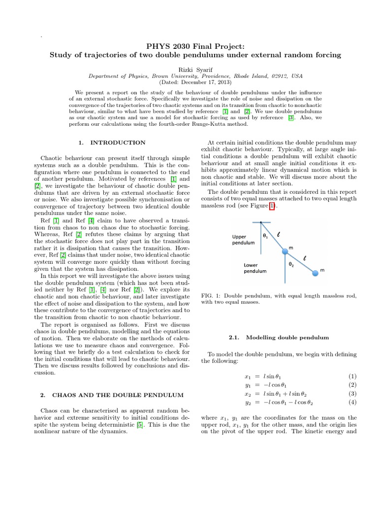 Study of Forced Double Pendulums | PDF | Chaos Theory | Normal Distribution