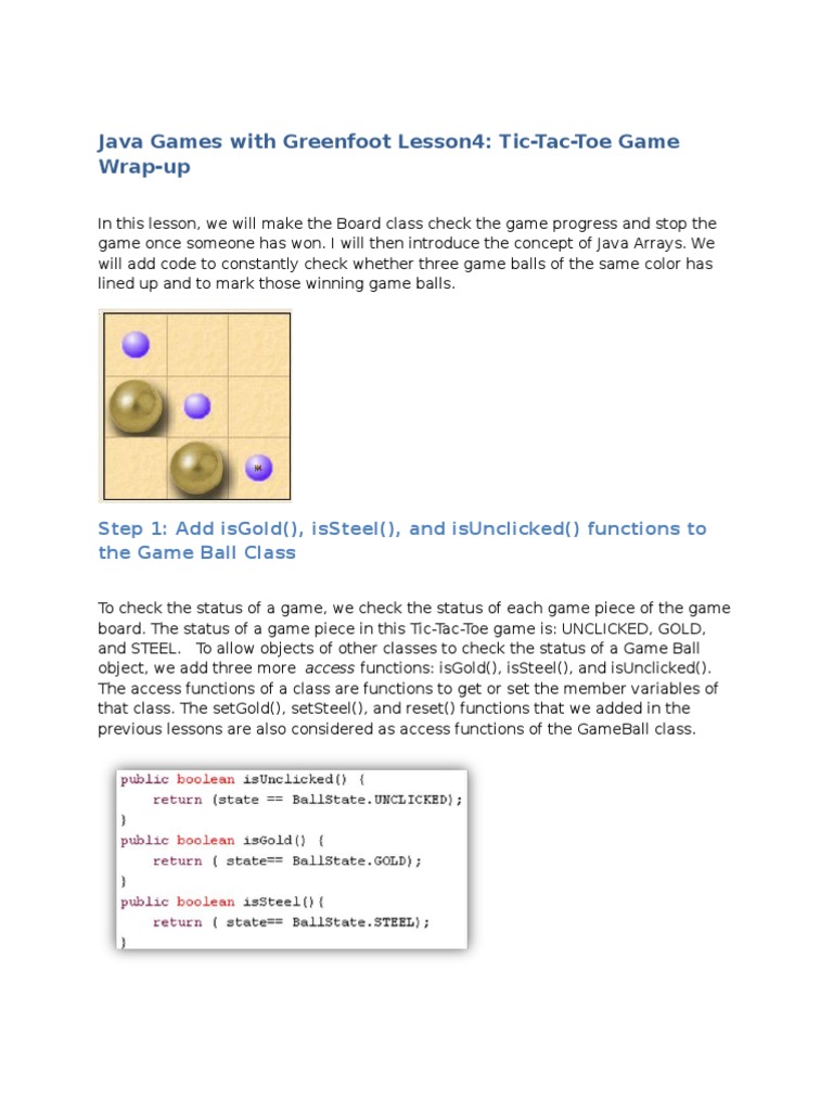 Java Games With Greenfoot Lesson4 | PDF | Java (Programming Language ...
