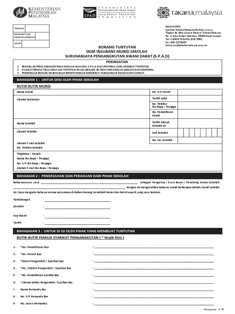 Borang Tuntutan Insurans Pdf