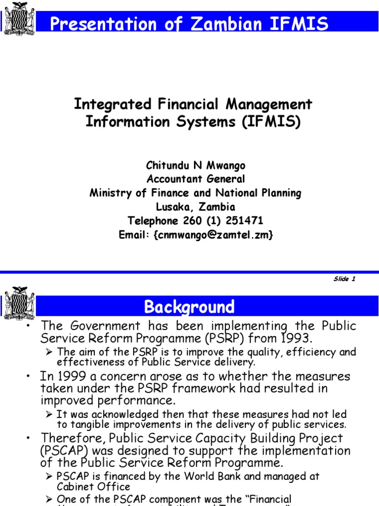 Zambia IFMIS Presentation To World Bank Meeting3 | PDF | Public Finance ...
