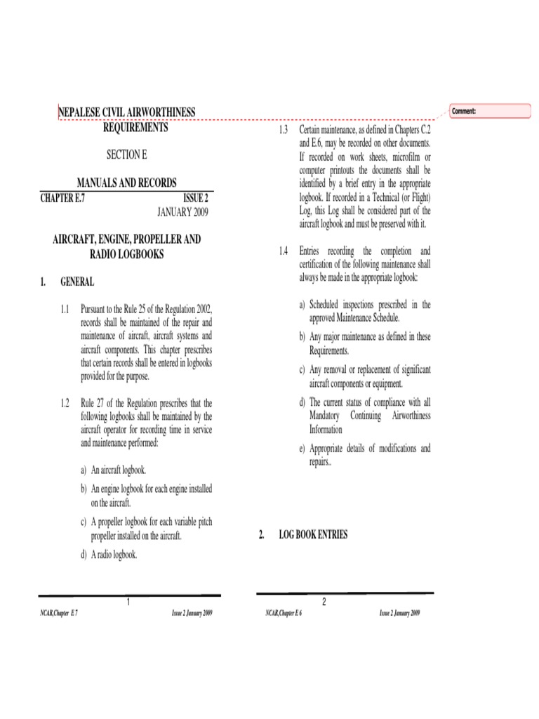 Aircraft, Engine, Propeller and Radio Logbooks | PDF | Aviation ...