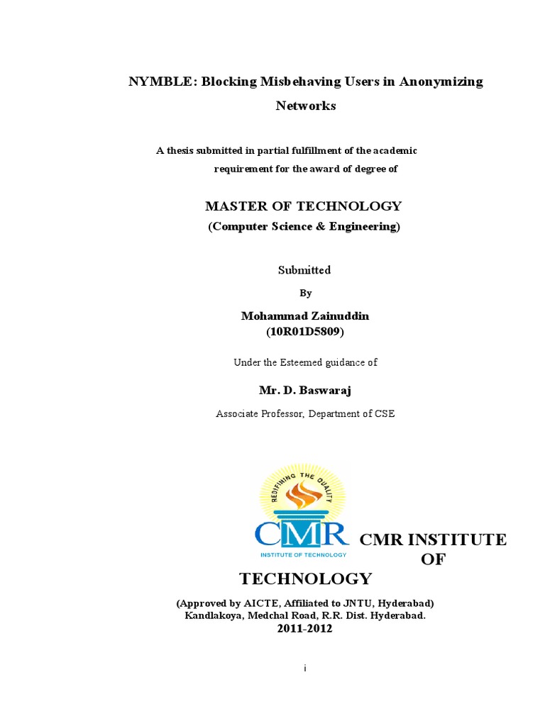 Blocking Misbehaving Users in Anonymizing Networks | PDF | Computer Networking | Computing