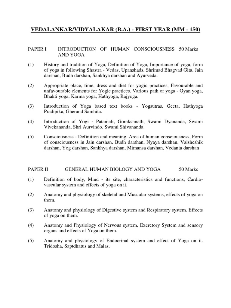 Ba Syllabus | PDF | Yoga | Asana