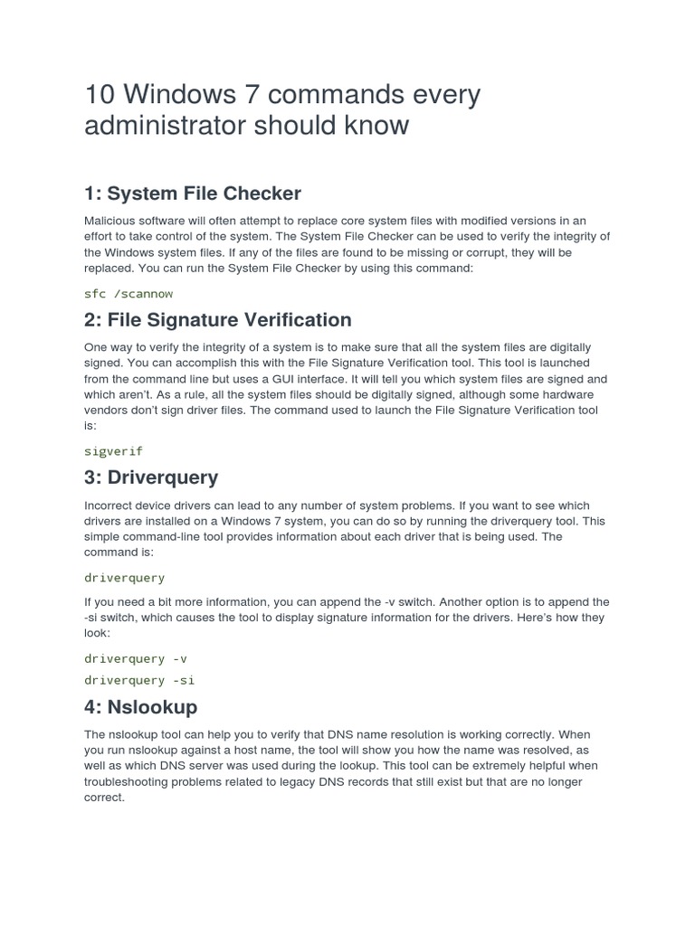 10 Windows 7 Commands Every Administrator Should Know | PDF | Ip ...