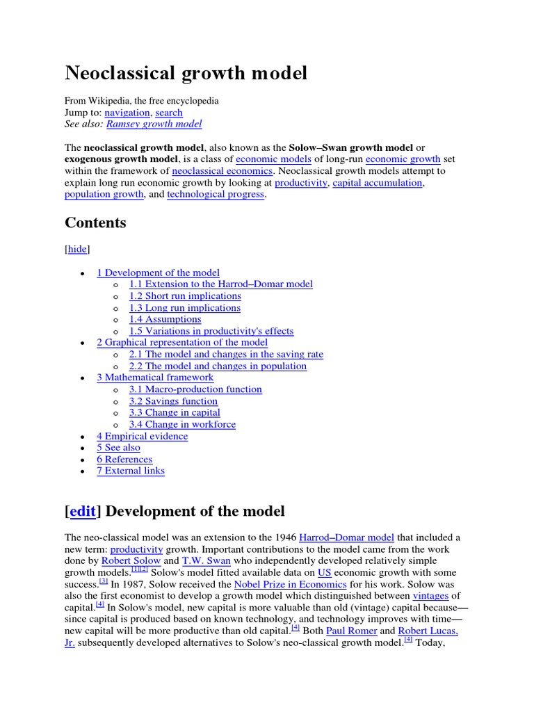Overview of Neoclassical Growth Model | PDF | Economic Growth ...