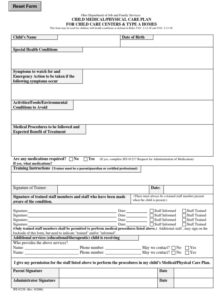 ODJFS Care Plan | PDF