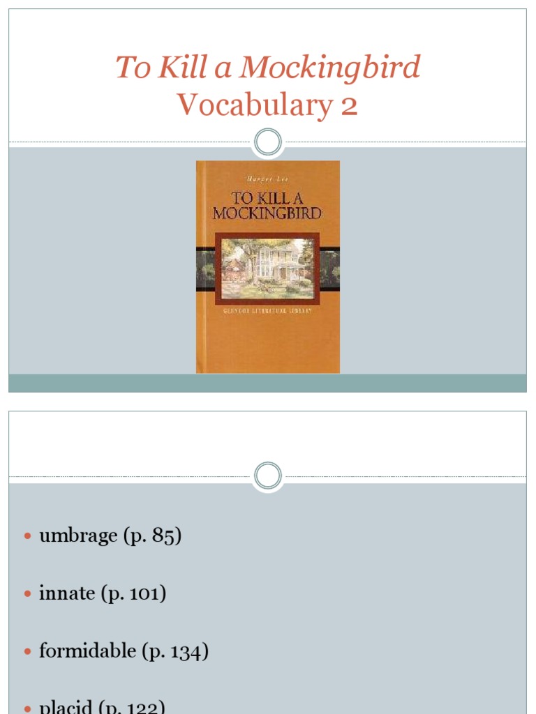 To Kill a Mockingbird Vocabulary List | PDF