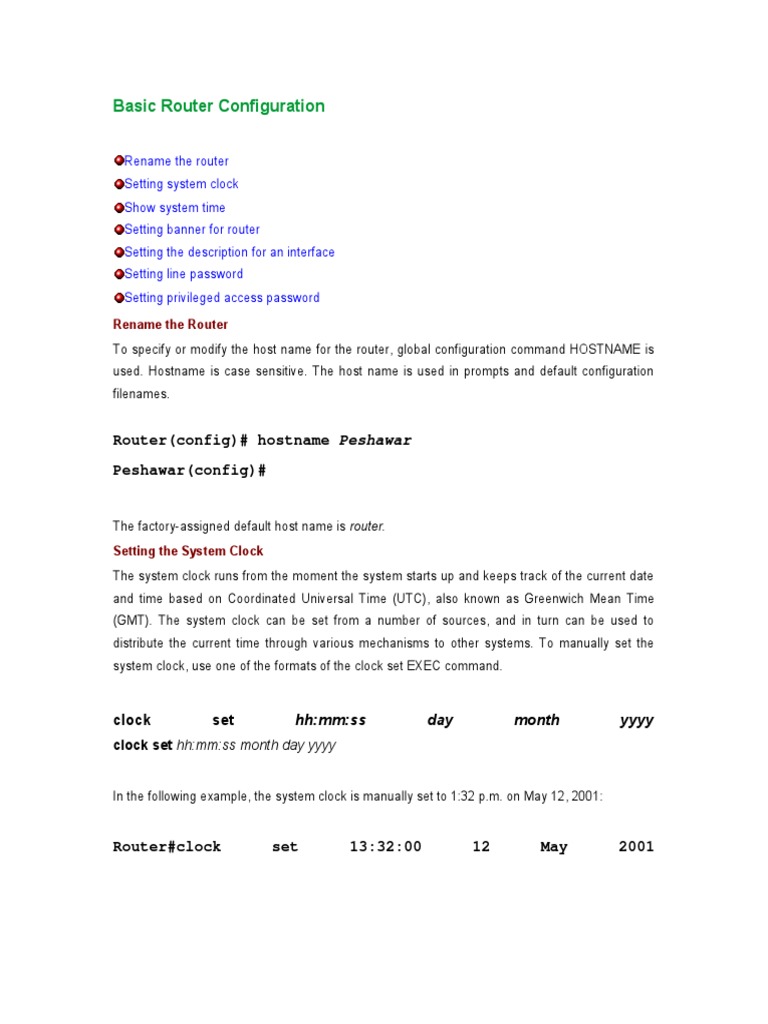 Basic Router Configuration Setup Guide | PDF | Command Line Interface ...