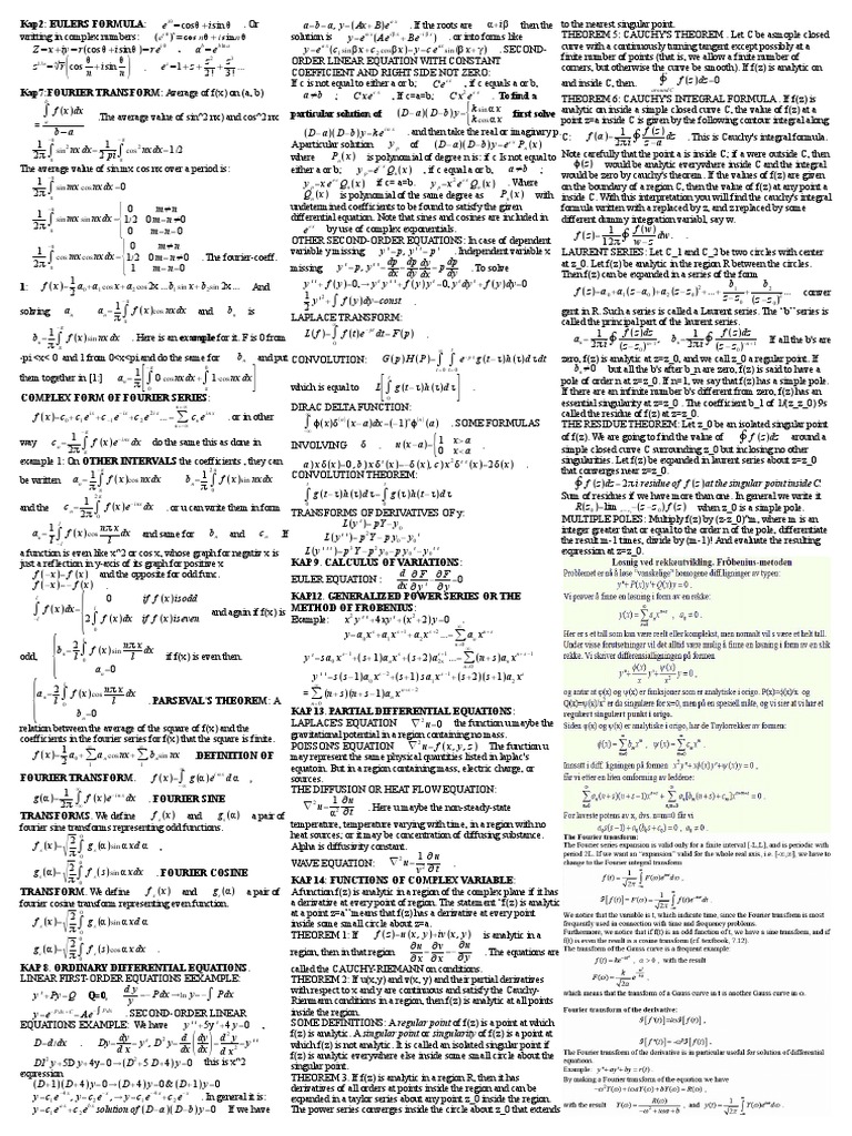 Cheat-Sheet - Boas Mathematical Methods in The Physical Sciences | Sine ...
