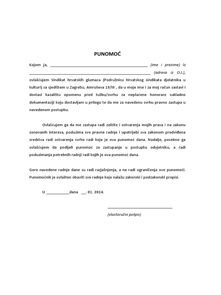 Punomoc Glumaca | PDF