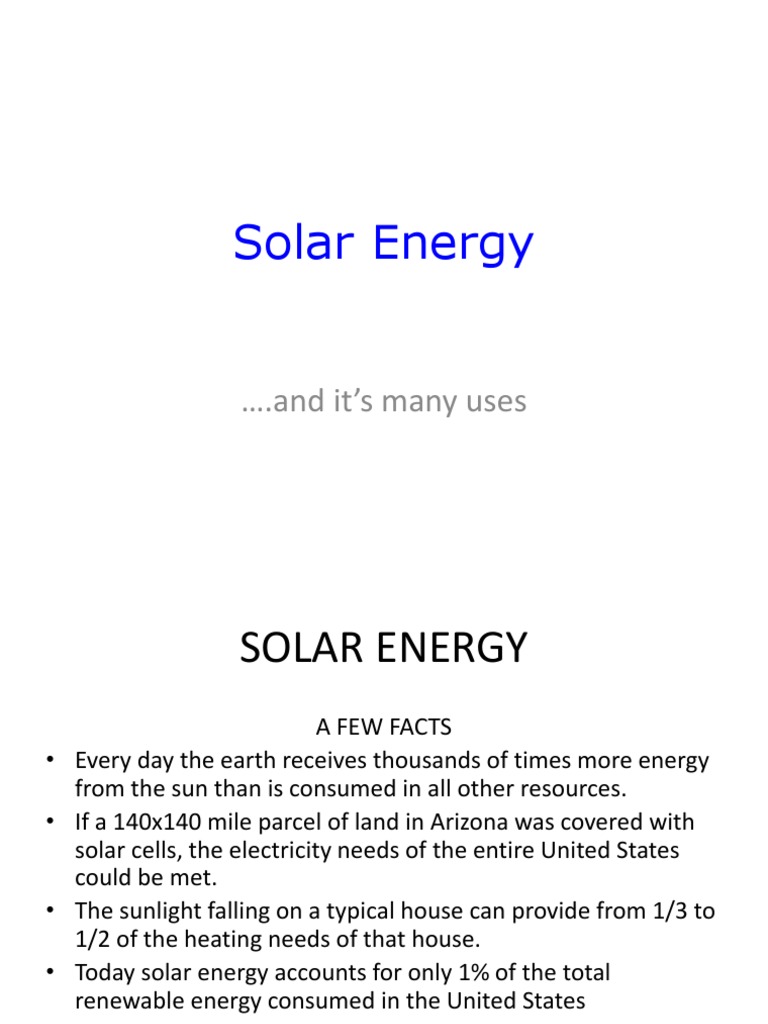Solar Energy: .And It's Many Uses | PDF | Photovoltaic System ...