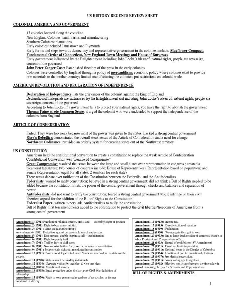 US History Regents Review Guide | PDF | Cold War | Federal Government ...