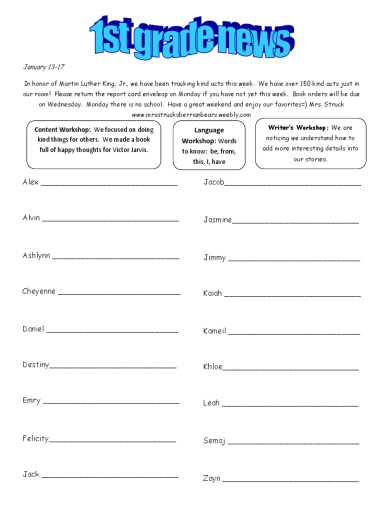 1st Grade News | PDF