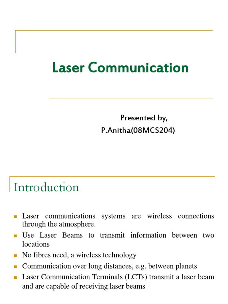 Laser Communication | PDF | Laser | Communications System