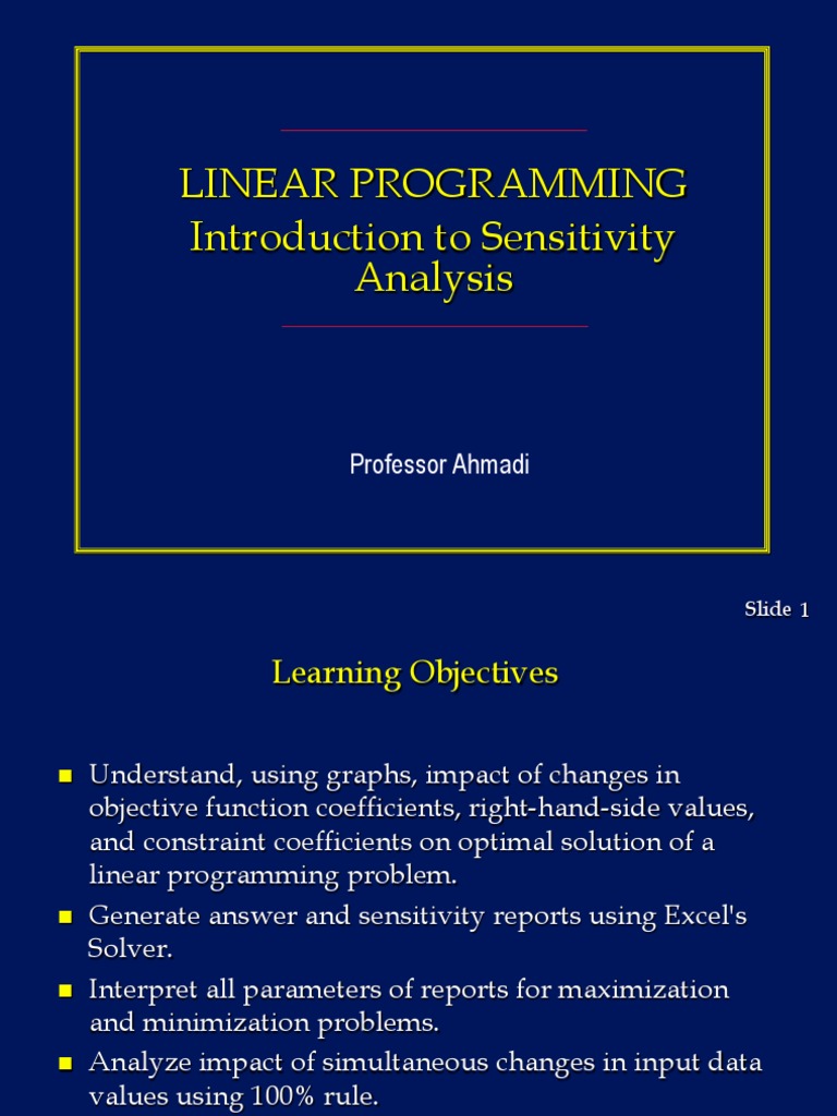 CH 04 | PDF | Mathematical Optimization | Sensitivity Analysis