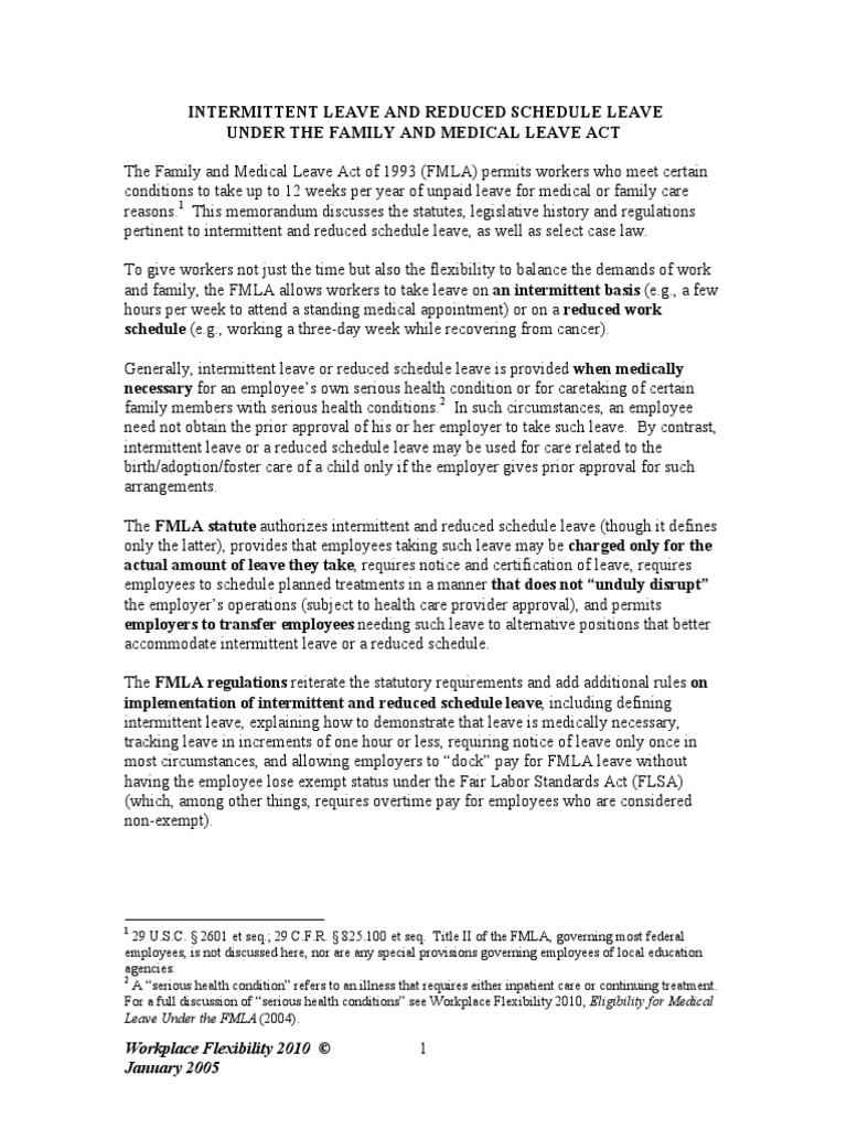 Fmla IntermittentLeave Memo PDF | PDF | Family And Medical Leave Act Of ...