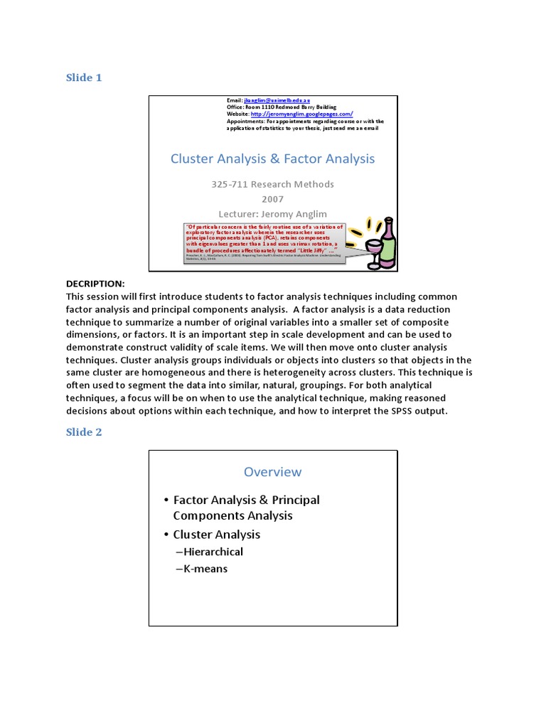 Cluster Analysis & Factor Analysis | PDF | Career & Growth | Business