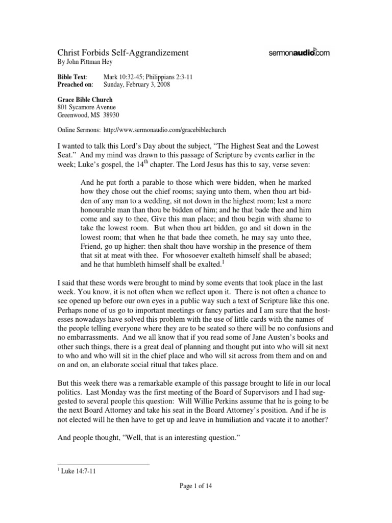 2008.01.13.a Self-Aggrandizement Forbidden - John Pittman Hey ...