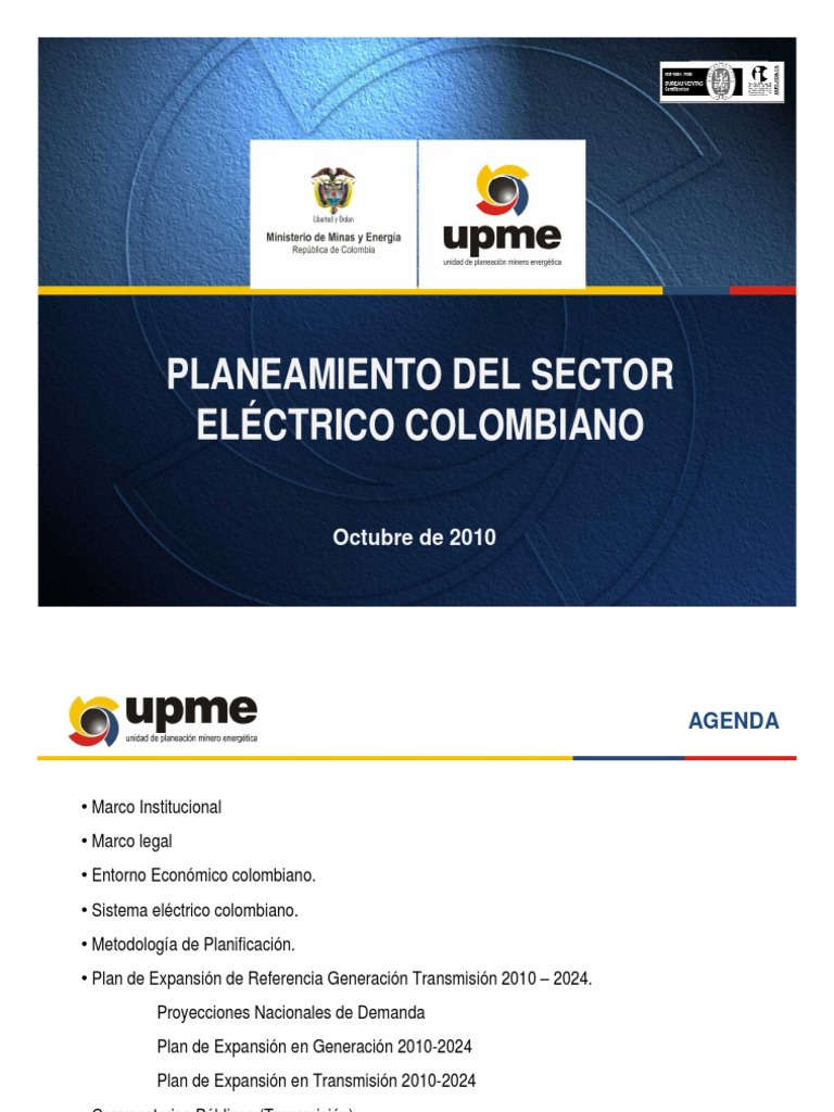Plan de Expansion UPME Presentacion | PDF | Generación eléctrica | Colombia