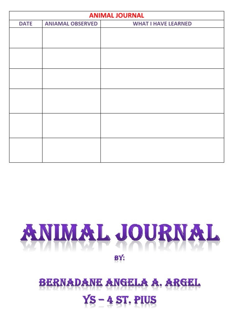 Animal Observation Journal Entries | PDF