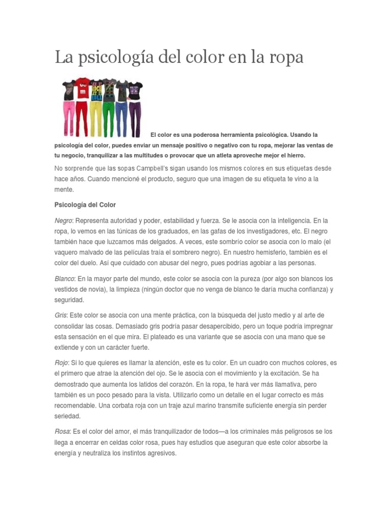 La psicología del color en la ropa | PDF | Color | Sicología