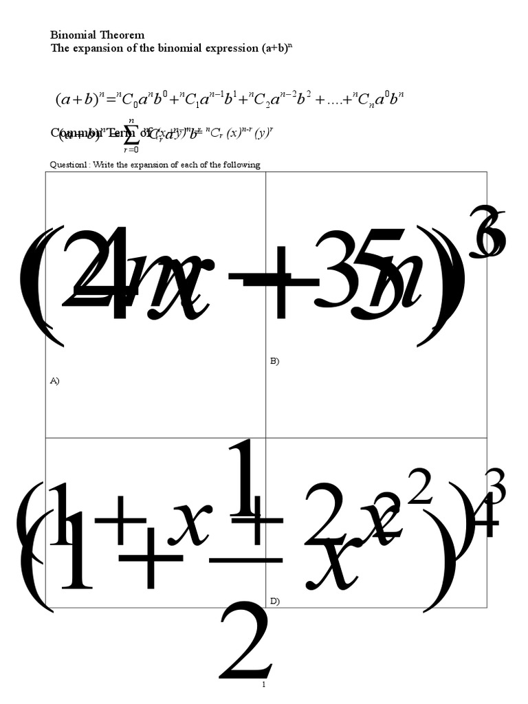 Binomial Theorem Expansion Guide | PDF