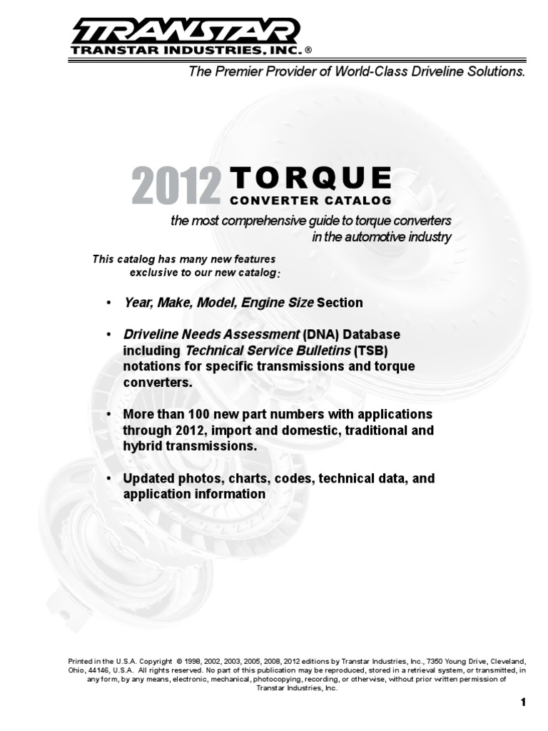 Torque Converter Catalog - 2012 LoRes | PDF | Transmission (Mechanics ...