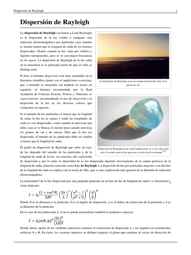 Dispersión de Rayleigh | PDF | Electrodinámica | Fenómenos Periódicos