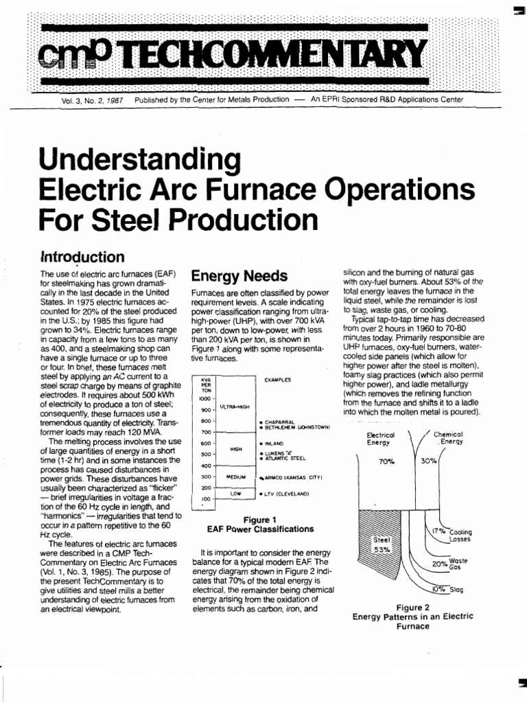 Understanding Electric Arc Furnace Operation For Steel | PDF
