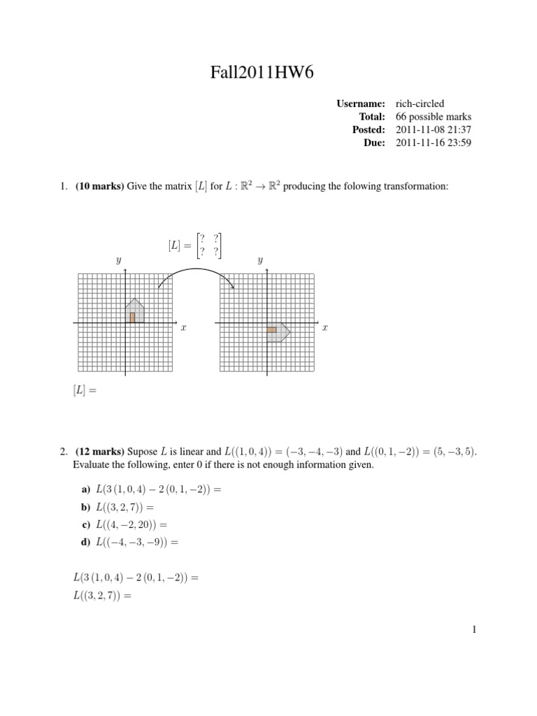 Fall 2011 HW6 | PDF | Eigenvalues And Eigenvectors | Linear Map