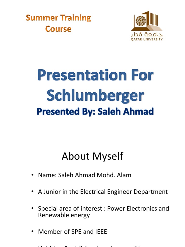 Schlumberger Presentation | PDF