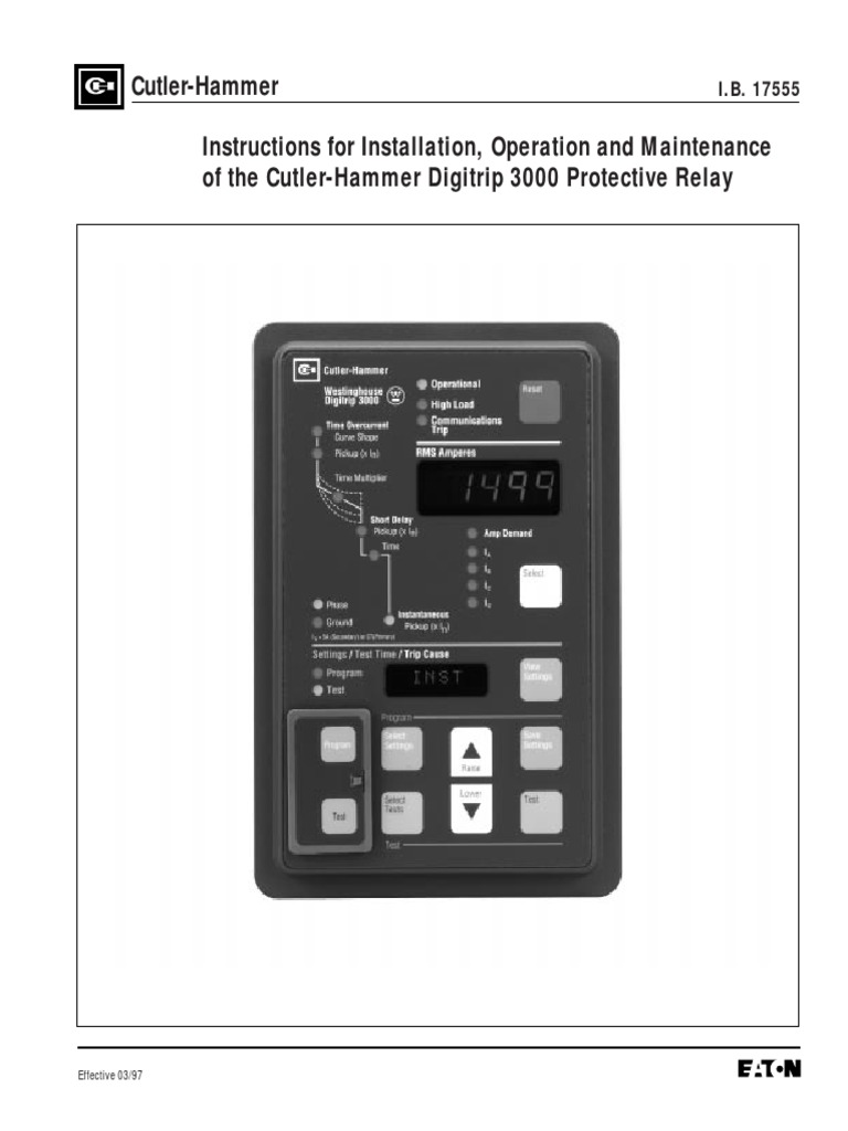 Manual Digitrip 3000 | PDF | Relay | Alternating Current