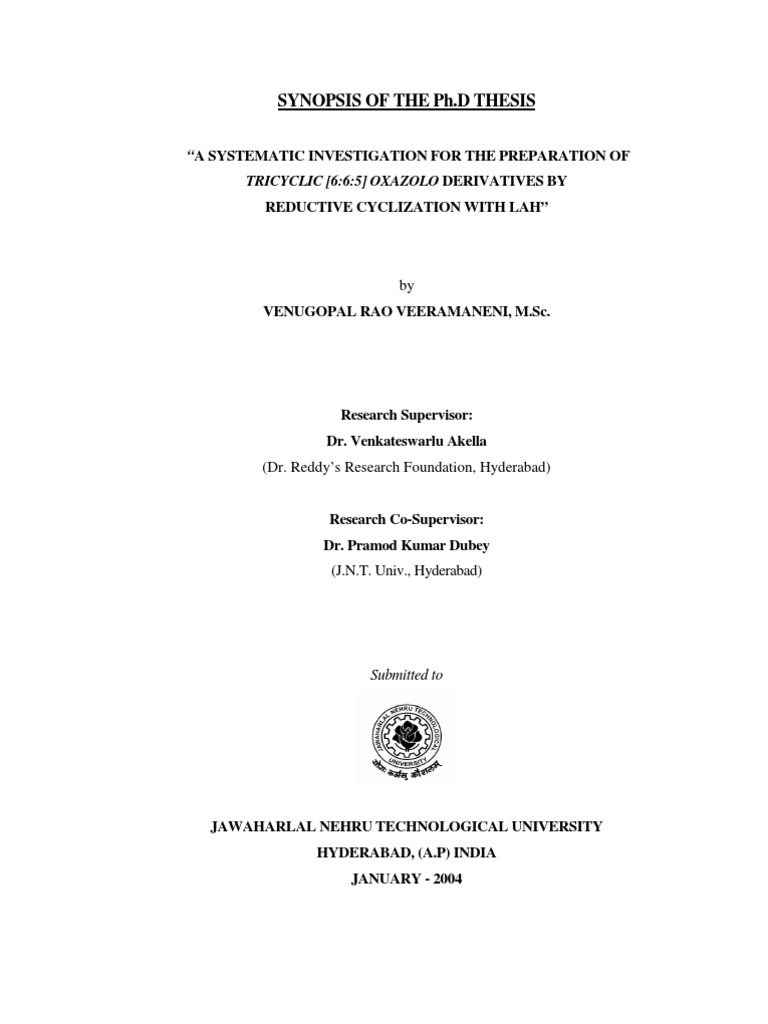 Synopsis For PH.D Thesis | PDF | Heterocyclic Compound | Sodium Hydroxide